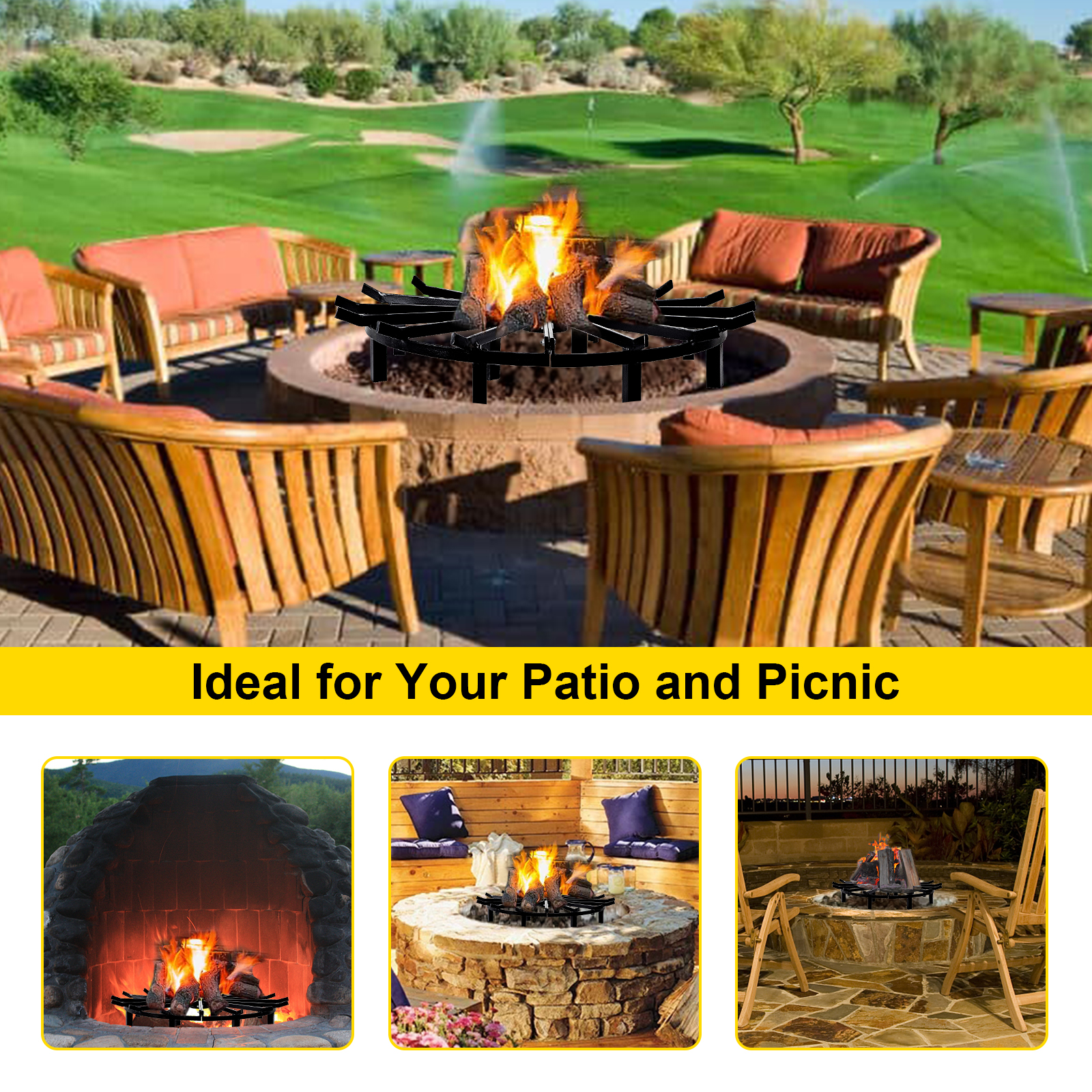 VEVOR 36in Fire Grate Log Grate ,Wagon Wheel Firewood Grates 16 Iron ...