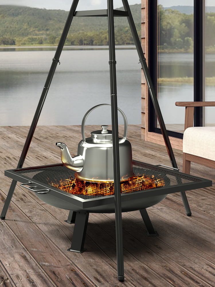 VEVOR Square Fire Pit Grate, 40 x 40 inch Fire Pit Grill Grate, X-Marks ...