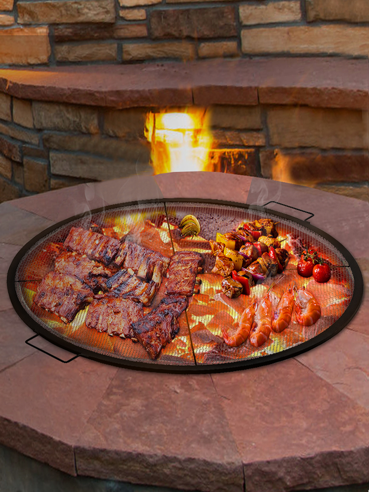 VEVOR Round Fire Pit Grate, 31" Diameter Fire Pit Grill Grate, X-Marks ...