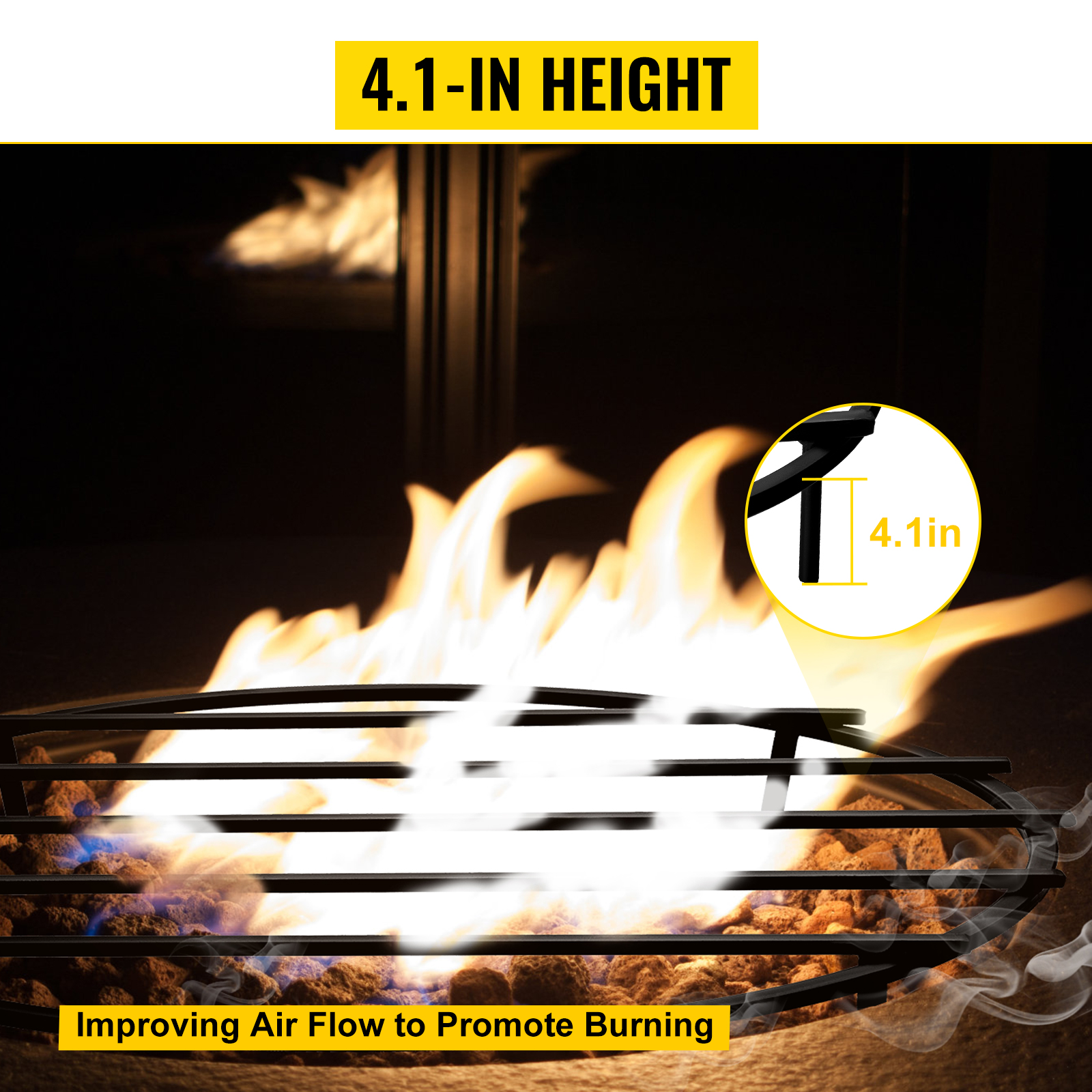 VEVOR Fire Pit Grate, Heavy Duty Iron Round Firewood Grate, Round Wood ...