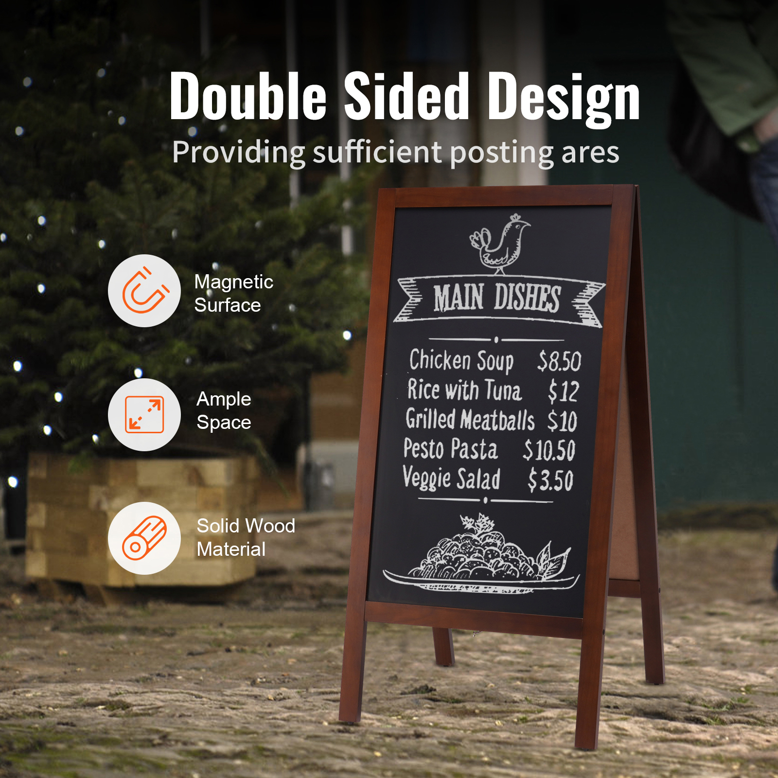 Magnetic Wood Framed Chalkboard Wall Hanging A-Frame Sidewalk Wedding ...