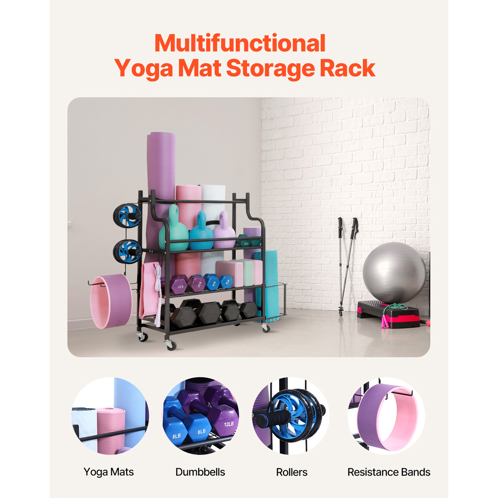 Mophorn Yoga Mat Storage Rack - Steel organizer with powder-coated ...