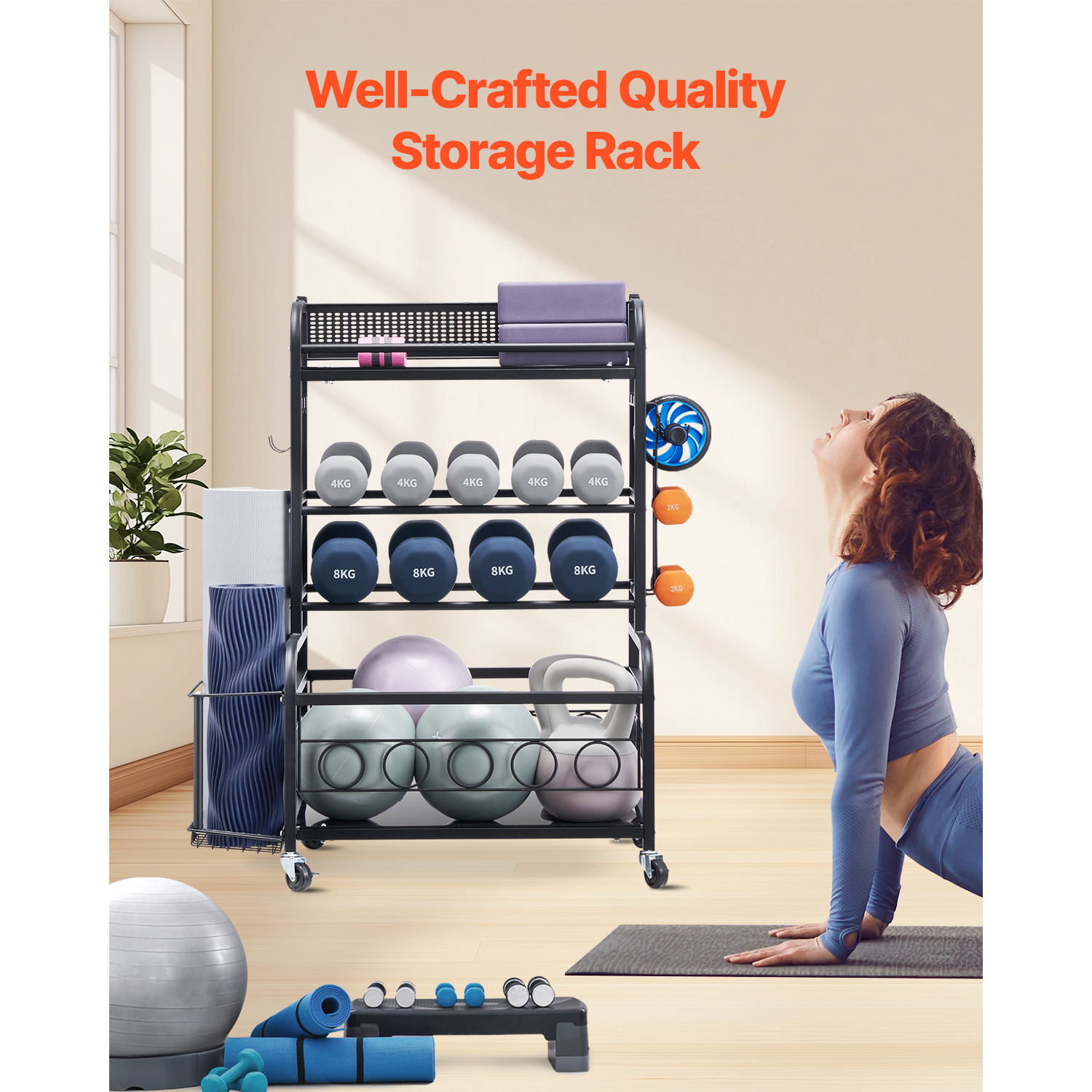 Mophorn Yoga Mat Storage Rack, Home Gym Organizer, Steel Holder with ...