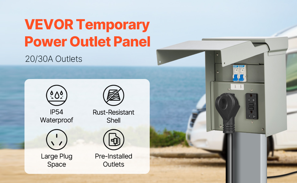 VEVOR Temporary Power Outlet Panel RV Electrical Panel 20 30 Amp RV ...