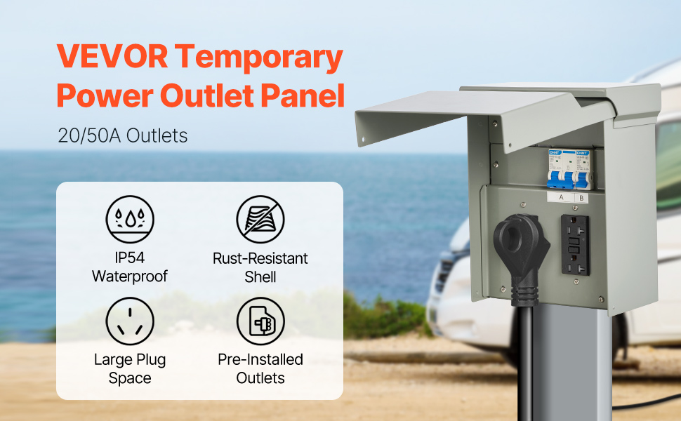 VEVOR Temporary Power Outlet Panel RV Electrical Panel 20 50 Amp RV ...