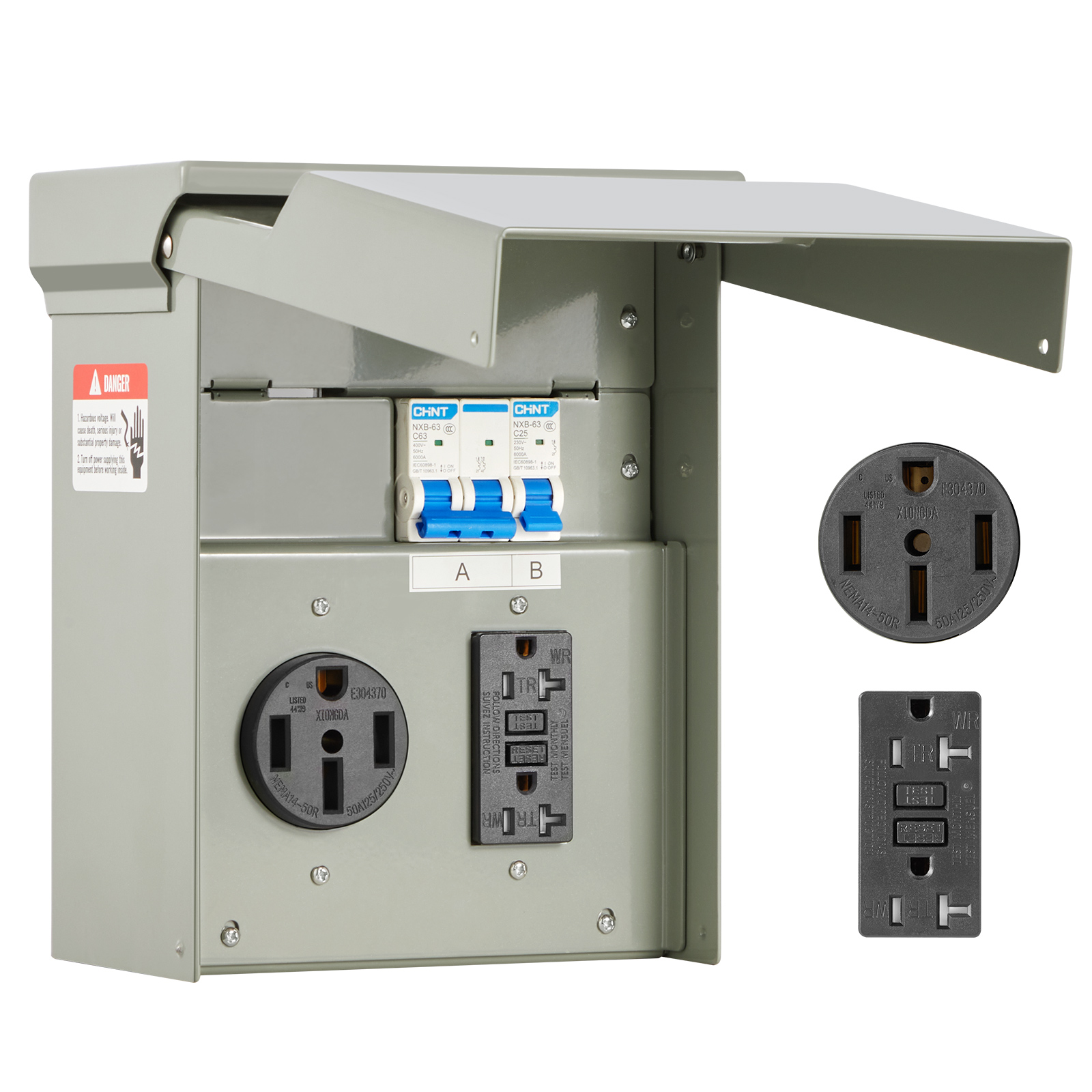 Temporary Power Outlet Panel RV Electrical Panel 20/30/50 Amp Outlet ...