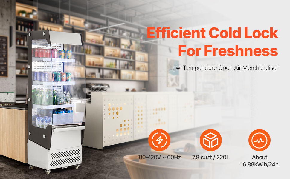 Open Air Merchandiser 3-Tier Display Cooler with Air Curtain 7.8cu.ft ...