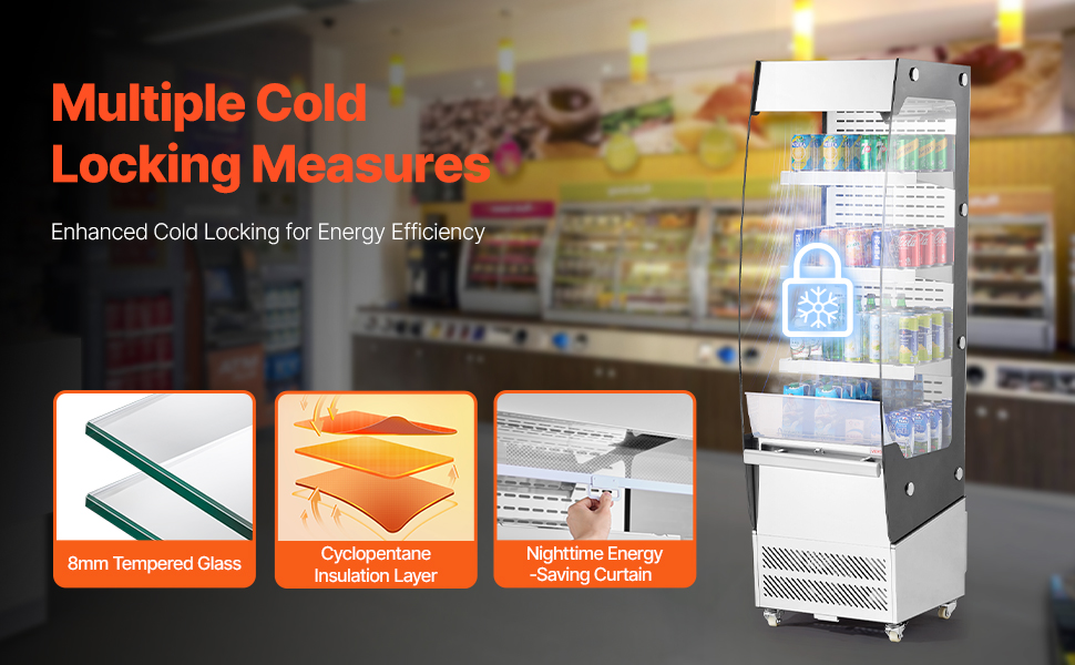 Open Air Merchandiser 3-Tier Display Cooler with Air Curtain 7.8cu.ft ...