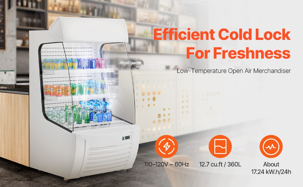 Open Air Merchandiser 2-Tier Display Cooler with Air Curtain 12.7cu.ft ...