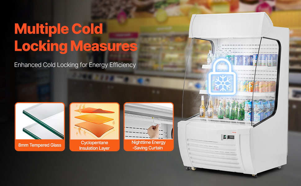 Open Air Merchandiser 2-Tier Display Cooler with Air Curtain 12.7cu.ft ...