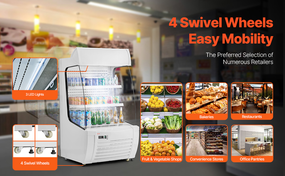 Open Air Merchandiser 2-Tier Display Cooler with Air Curtain 12.7cu.ft ...