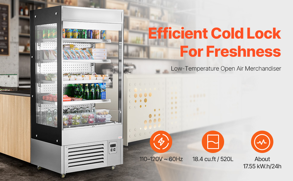 Open Air Merchandiser 4-Tier Display Cooler with Air Curtain 18.4cu.ft ...