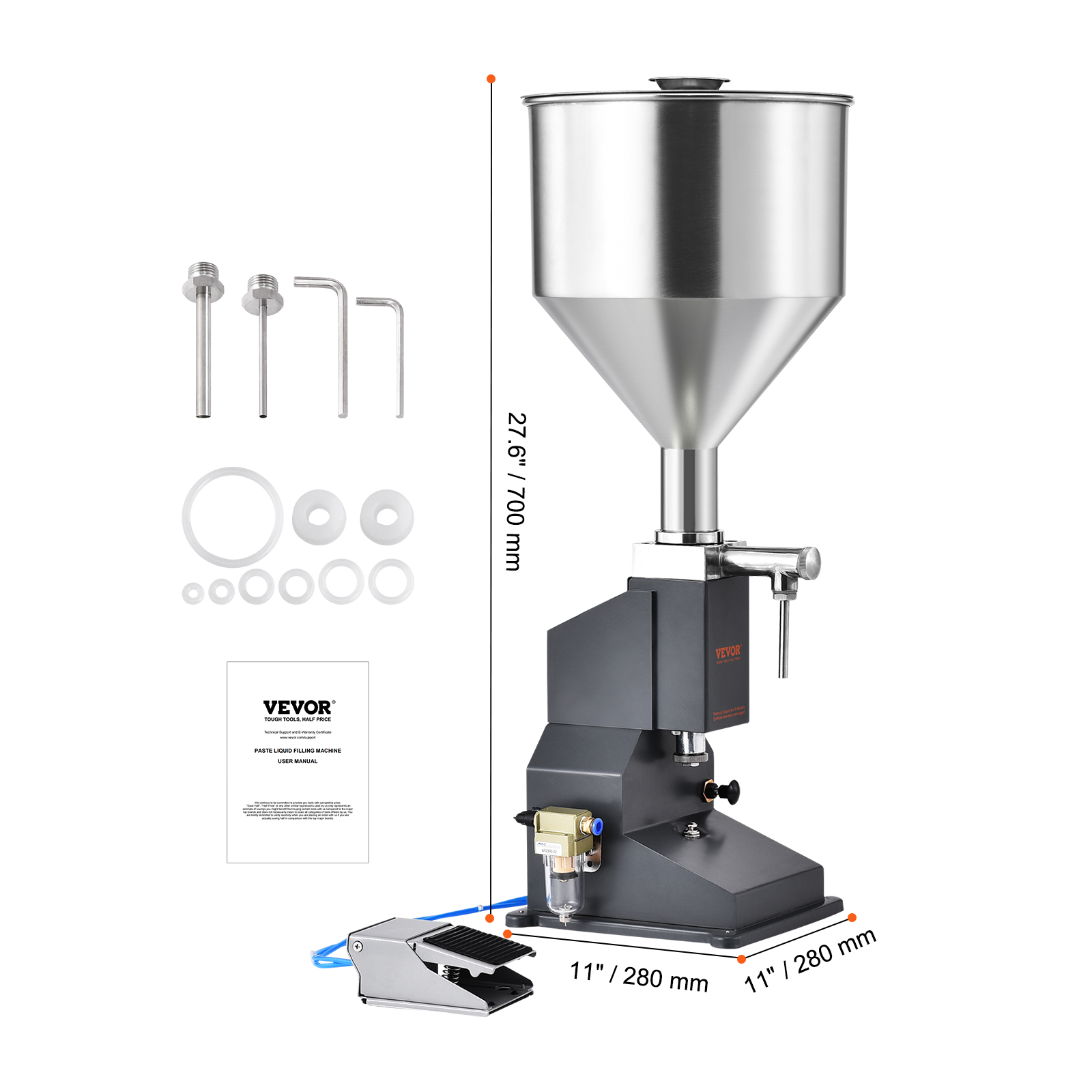VEVOR Pneumatic Paste Liquid Filling Machine, 5-50ml Bottle Filler ...