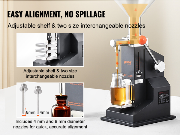 VEVOR Manual Paste Liquid Filling Machine, 5-50ml Bottle Filler, Adjustable Bottle Filling ...