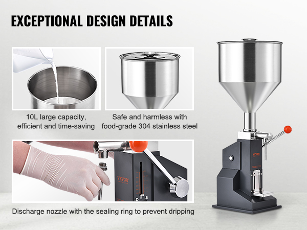 VEVOR Manual Paste Liquid Filling Machine, 5-50ml Bottle Filler, Adjustable Bottle Filling ...