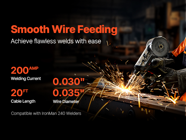 200Amp Spool Gun with 20FT Cable Compatible with Hobart lronMan 240 Mig ...