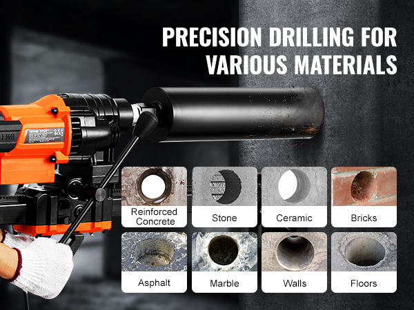 VEVOR Core Drill Machine 0.8-9.8in Dia 3200W Diamond Core Drill Rig ...