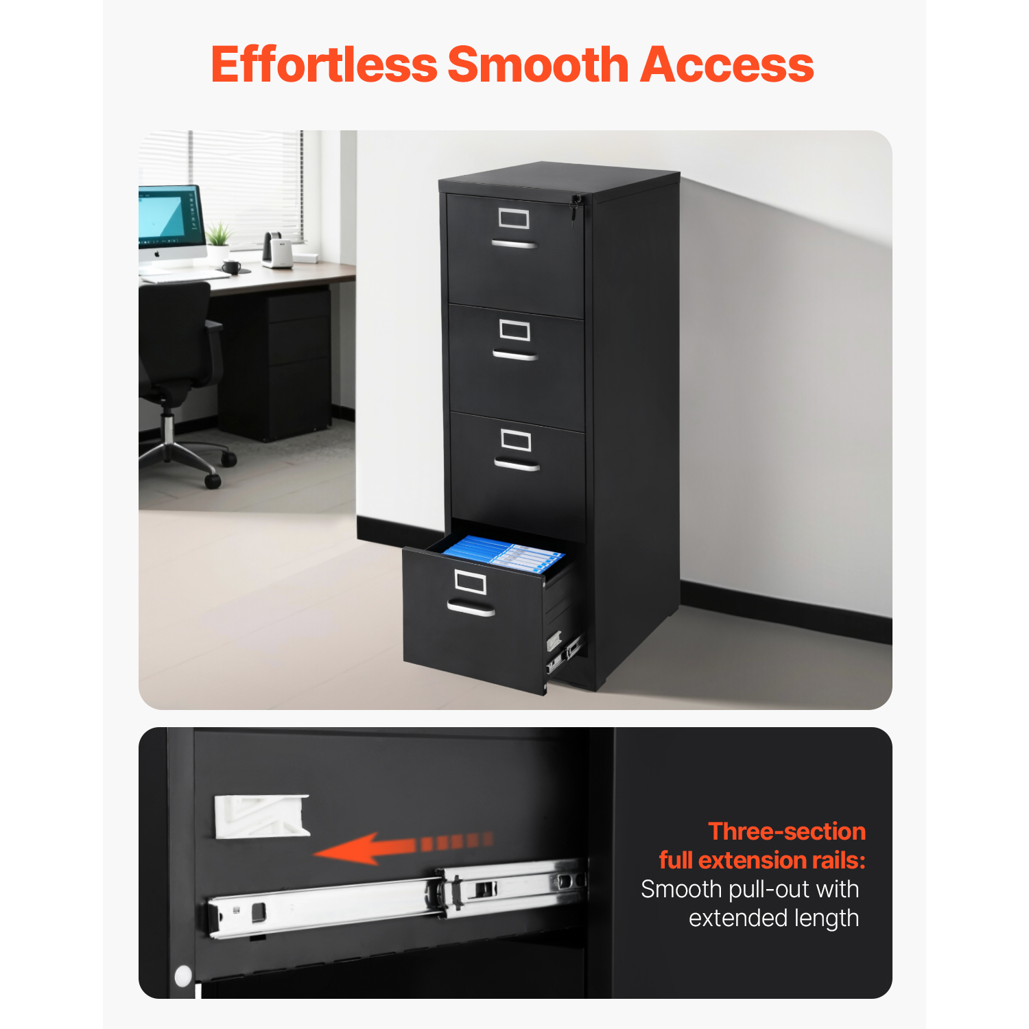 Mophorn 4-Drawer Metal File Cabinet with Lock, Vertical Filing Storage ...