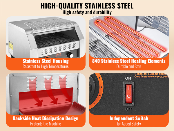 VEVOR Commercial Conveyor Toaster, 450 Slices/Hour Conveyor Belt ...