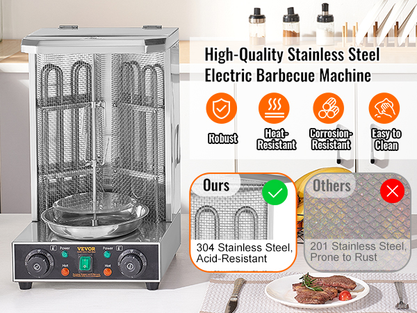 VEVOR Shawarma Grill Machine, 13 lbs Capacity, Chicken Shawarma Cooker ...
