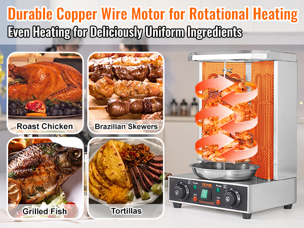 VEVOR Shawarma Grill Machine, 13 lbs Capacity, Chicken Shawarma Cooker ...