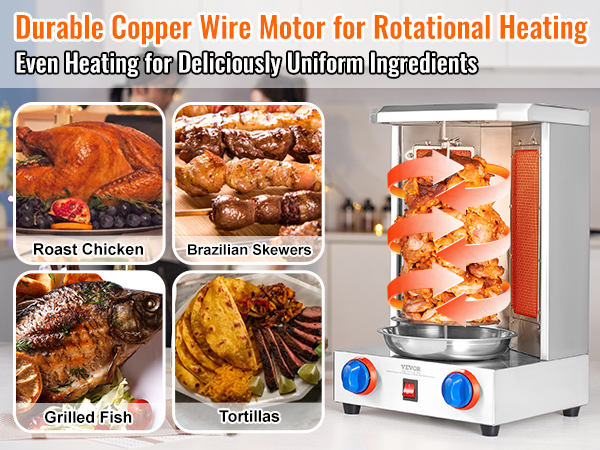 VEVOR Shawarma Grill Machine, 13 lbs Capacity, Chicken Shawarma Cooker ...