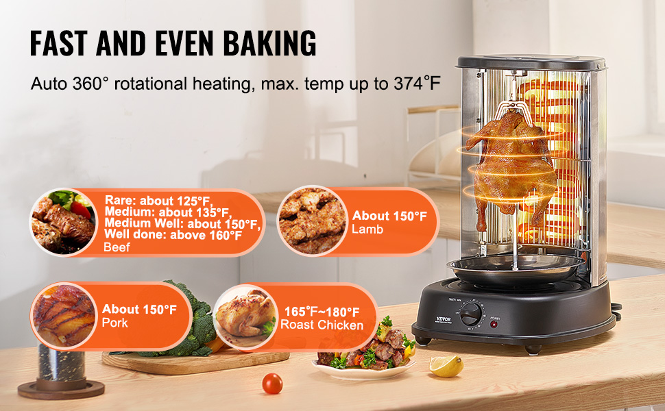 VEVOR Stainless Steel Shawarma Grill Machine Vertical Gyro Rotisserie ...