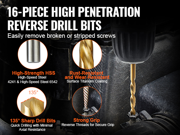 VEVOR Extracteur de Vis et Goujons 48 PCs 13 Extracteurs de Vis 19 ...