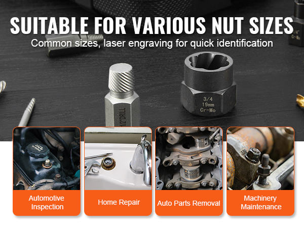 VEVOR 48-Piece Bolt Extractor Screw Extractor Set, with 13 PCS Bolt ...