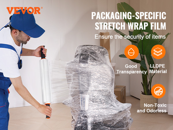 VEVOR Stretch Film, 15 inches x 1000 feet, 1 Pack, 60 Gauge Industrial ...