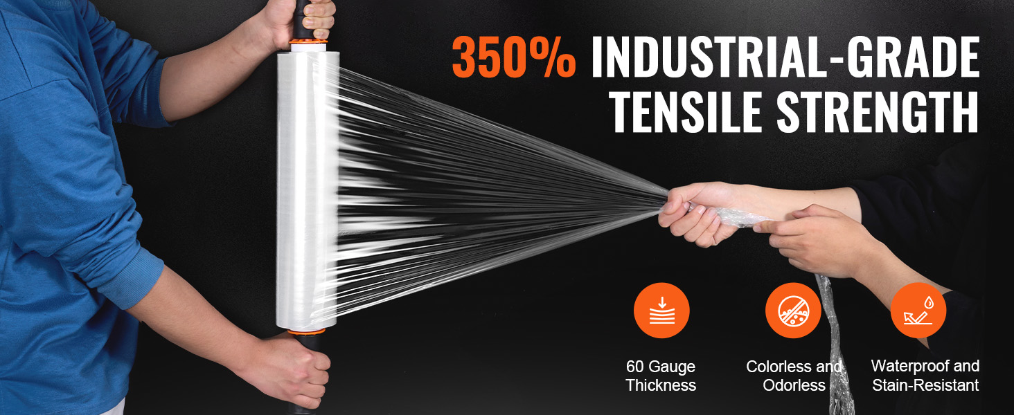 VEVOR Stretch Film, 15 inches x 1000 feet, 2 Pack, 60 Gauge Industrial ...