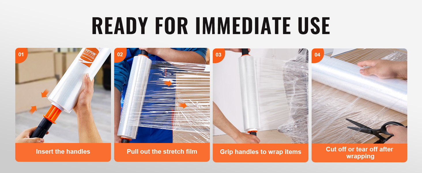 VEVOR Stretch Film, 15 inches x 1000 feet, 2 Pack, 60 Gauge Industrial ...