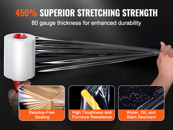 VEVOR Stretch Film, 5 inches x 1000 feet, 2 Pack, 80 Gauge Industrial ...