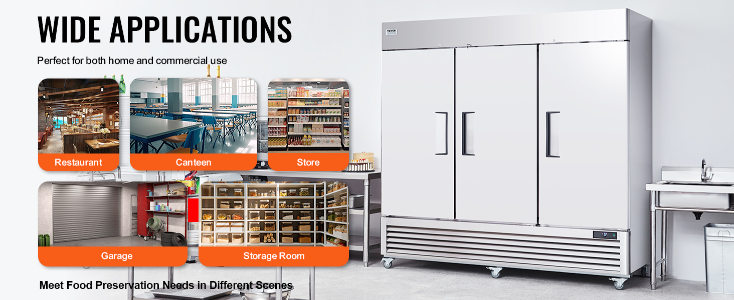 VEVOR Commercial Freezer 60.42 Cu.ft, Reach In 82.5" W Upright Freezer ...