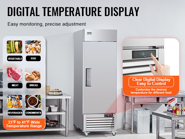 VEVOR Commercial Refrigerator 19.32 Cu.ft, Reach In 27" W Upright ...