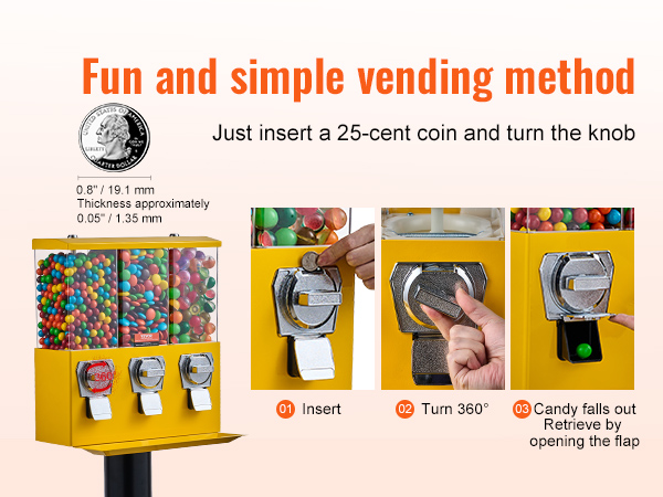 VEVOR Gumball Machine Vending Coin Bank Vintage Candy Dispenser Stand ...