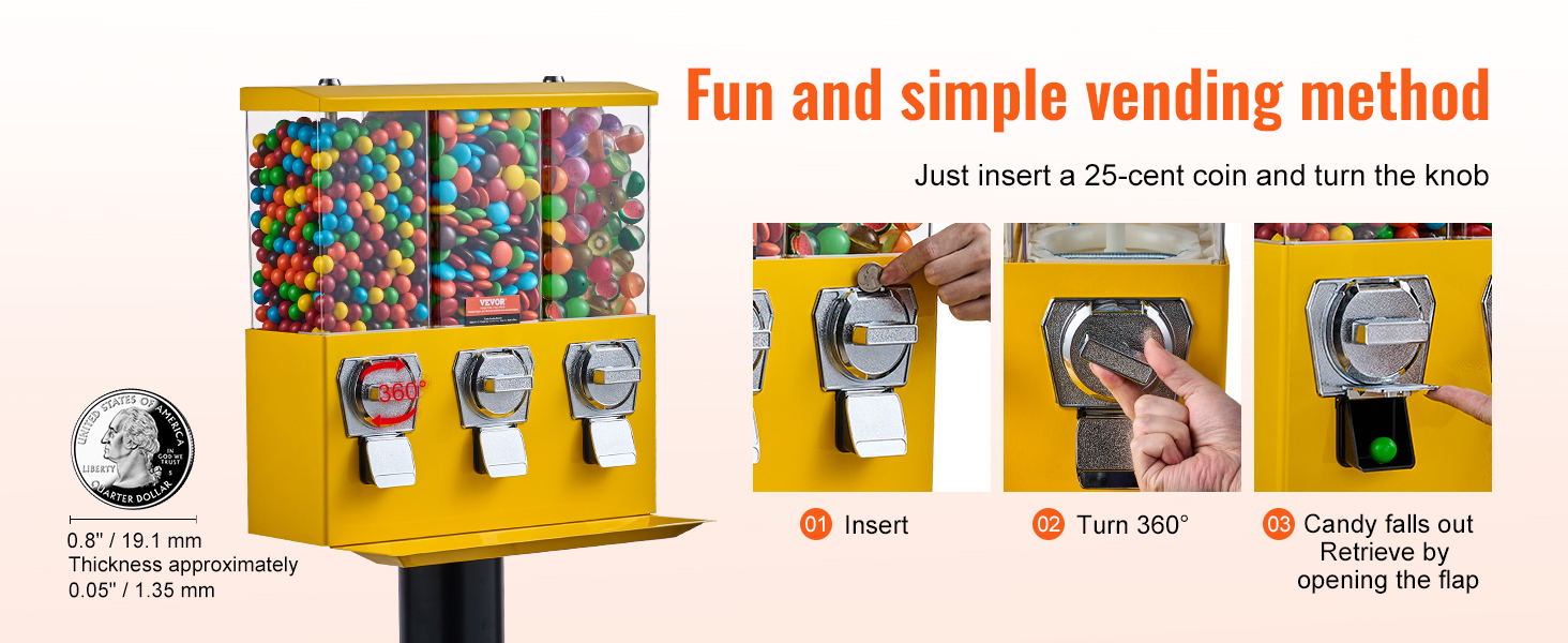 VEVOR Gumball Machine Vending Coin Bank Vintage Candy Dispenser Stand ...