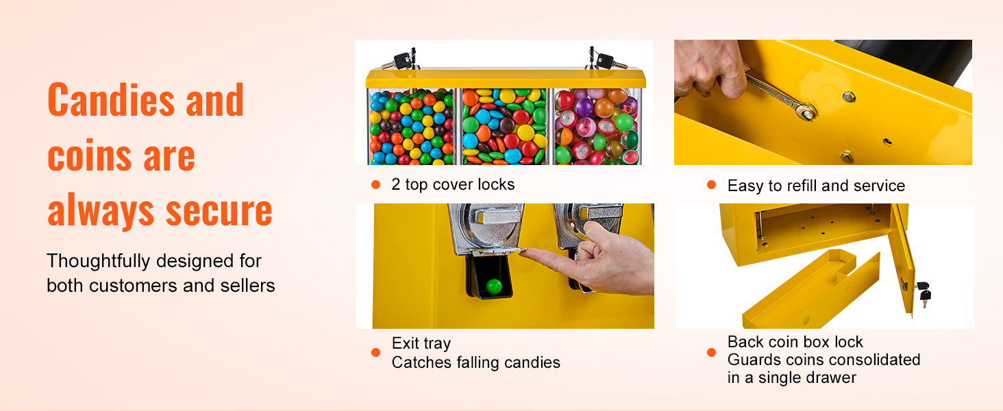 VEVOR Gumball Machine Vending Coin Bank Vintage Candy Dispenser Stand ...