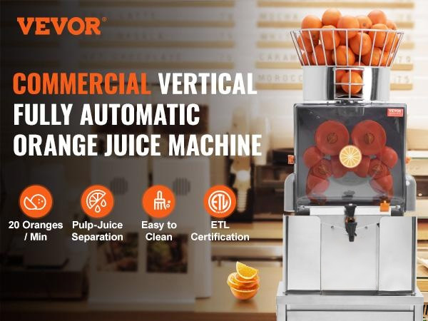 VEVOR Commercial Orange Juicer, 120W Automatic Feeding Juice Extractor ...