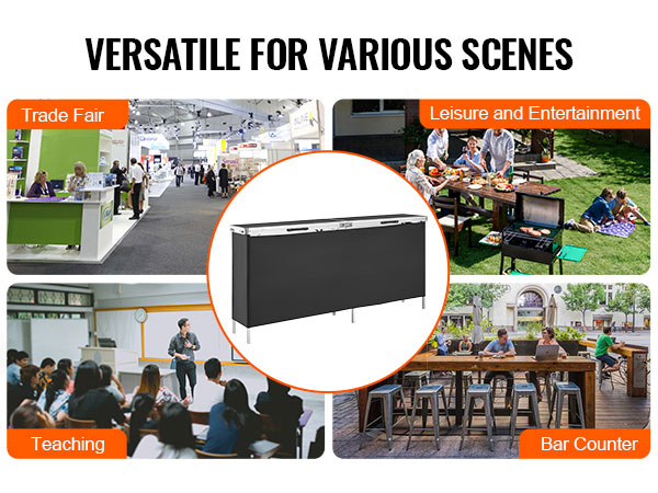 VEVOR Extra Long Folding Portable Bar Table - Tradeshow Podium Table ...