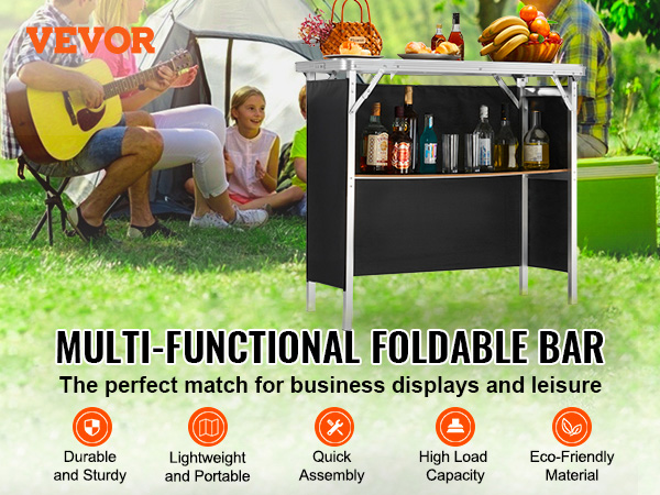 VEVOR Mostrador para stand de feria, mesa de bar plegable portátil de ...