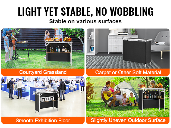 VEVOR Mostrador para stand de feria, mesa de bar plegable portátil de ...