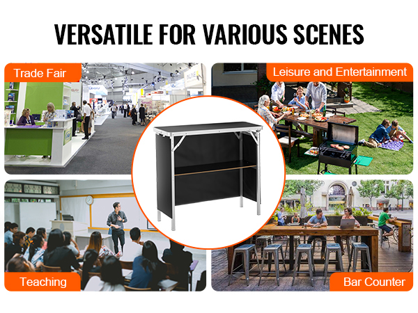 VEVOR Folding Portable Bar Table, Tradeshow Podium Table for Indoor ...