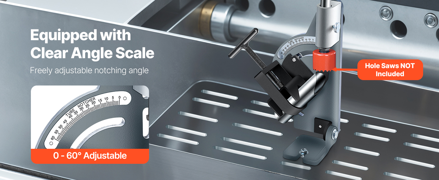 Pipe Tubing Notcher for 1/2 to 2-inch Pipes with 0 - 60° Adjustable ...