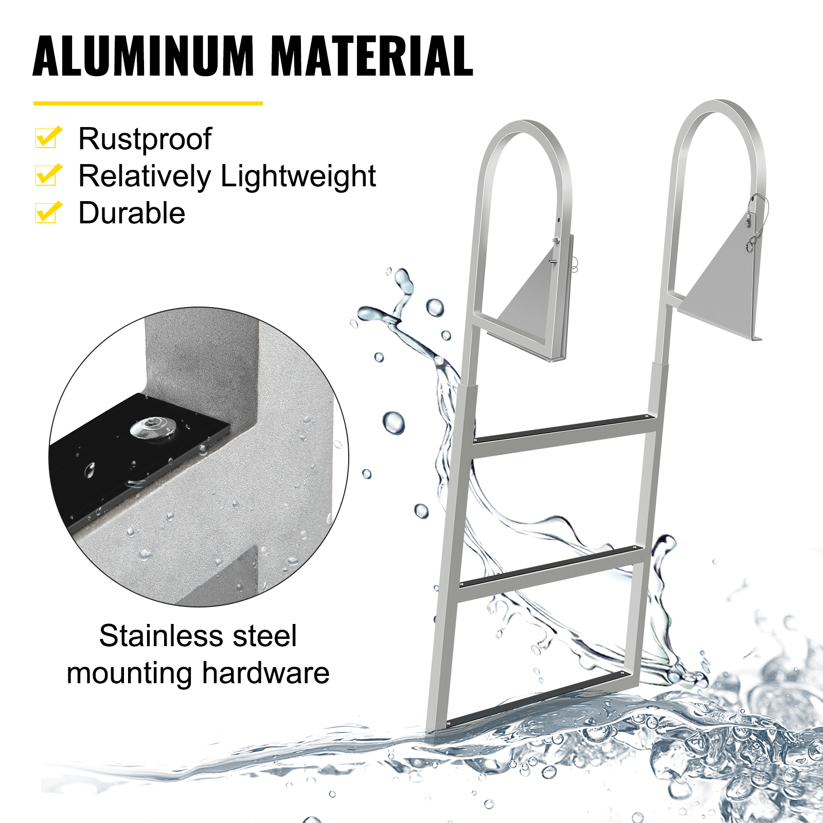 VEVOR Dock Ladders Flip Up, Dock Ladder with Rubber Mat, Swim Ladder ...