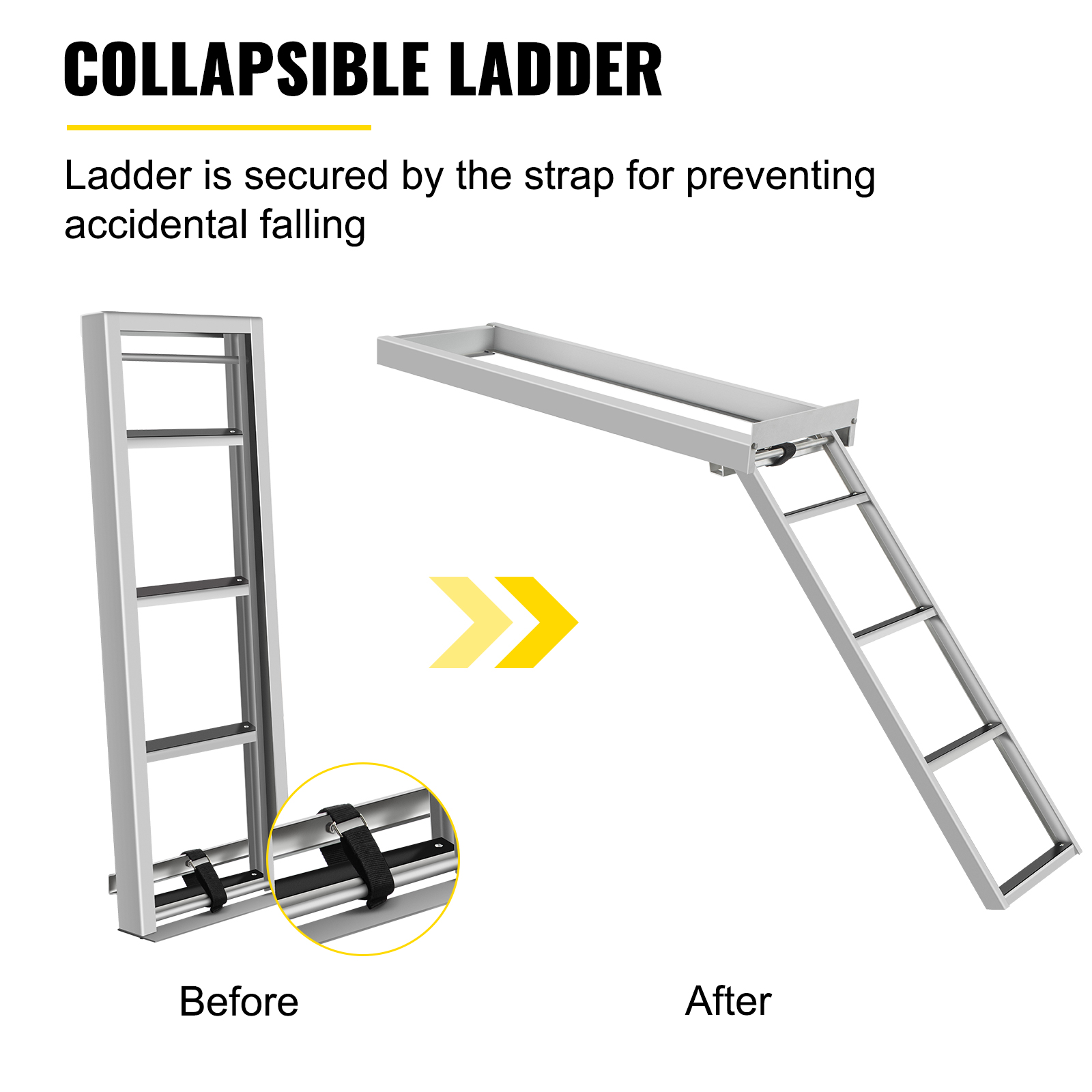 VEVOR 4 Steps Aluminum Dock Ladder, Boat Dock Ladder, 14-Inch Wide Step ...