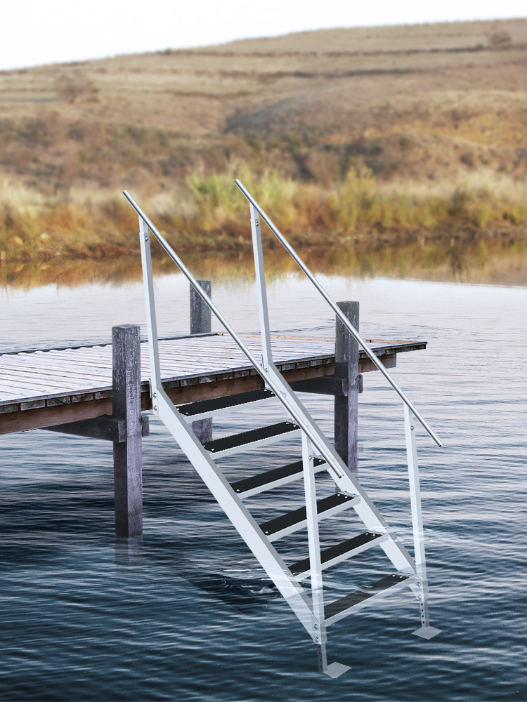 VEVOR Dock Ladder with Rubber Mat, Dock Steps 30"-39" Adjustable Height ...