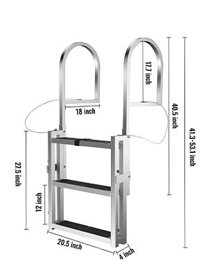 VEVOR Aluminum Dock Ladder 3-step, Boat Ladder 330lbs Weight Capacity ...