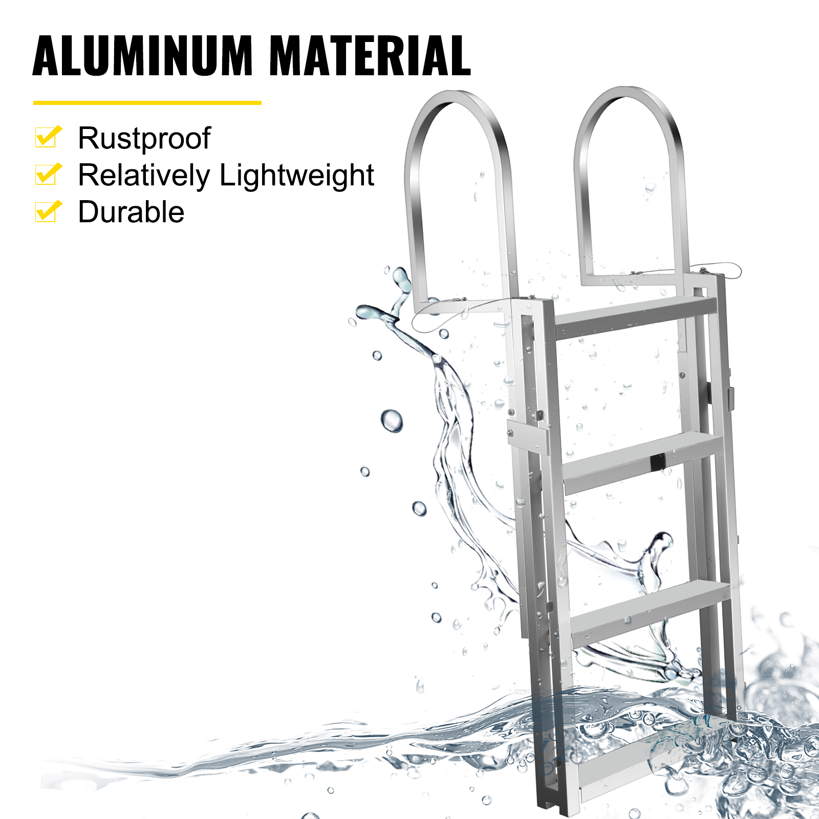 VEVOR Aluminum Dock Ladder 4-step, Boat Ladder 330lbs Weight Capacity ...