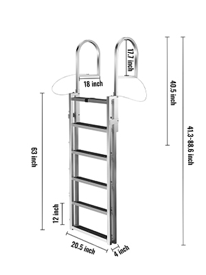 VEVOR Aluminum Dock Ladder 6-step, Boat Ladder 330lbs Weight Capacity ...